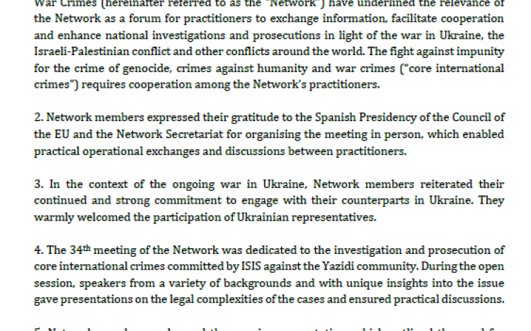 Conclusions of the 34th Meeting of the Network for Investigation and ... Conclusions of the 34th Meeting of the Network for Investigation and ...