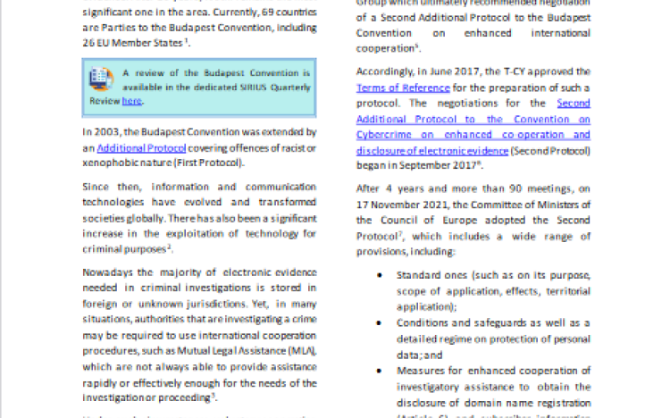 Second Additional Protocol to the Budapest Convention on Cybercrime and ...