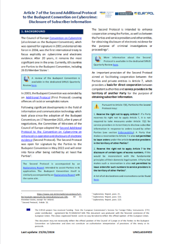 Article 7 of the Second Additional Protocol to the Budapest Convention ...