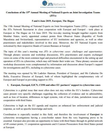 Conclusions of the 15th Meeting of National Experts on Joint ...