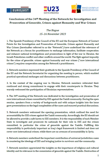 Conclusions of the 34th Meeting of the Network for Investigation and ... Conclusions of the 34th Meeting of the Network for Investigation and ...